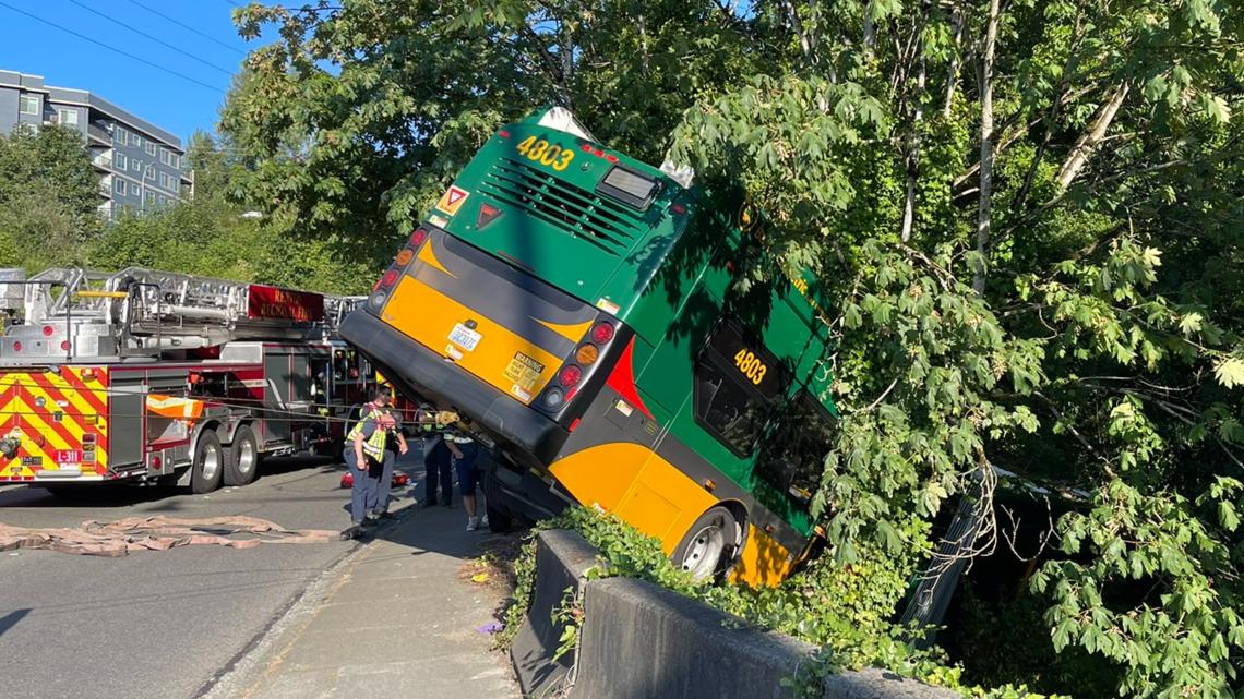 King County Metro bus crashes down embankment | king5.com