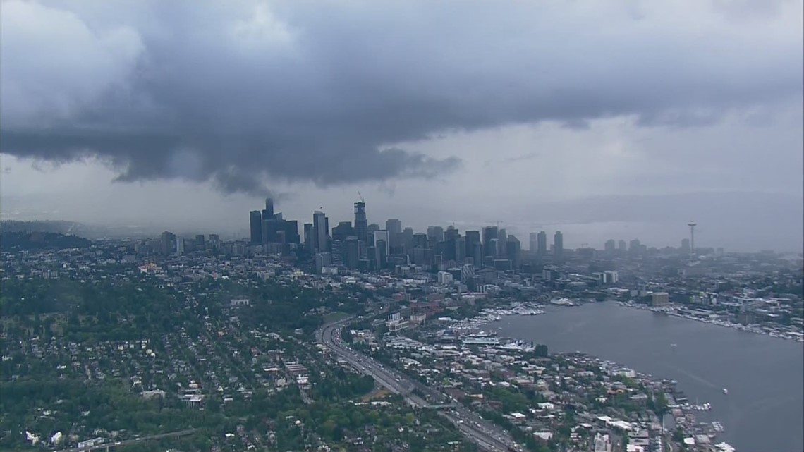 Aerials of stormy Monday afternoon over Seattle | king5.com