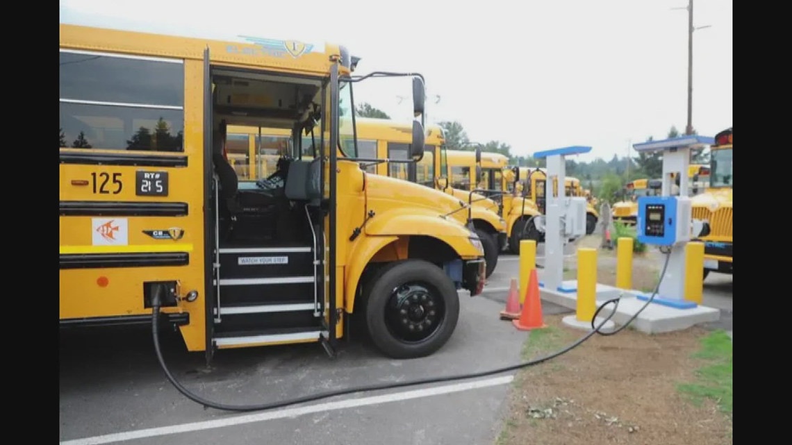 Lake Washington schools unveil new electric bus fleet | king5.com