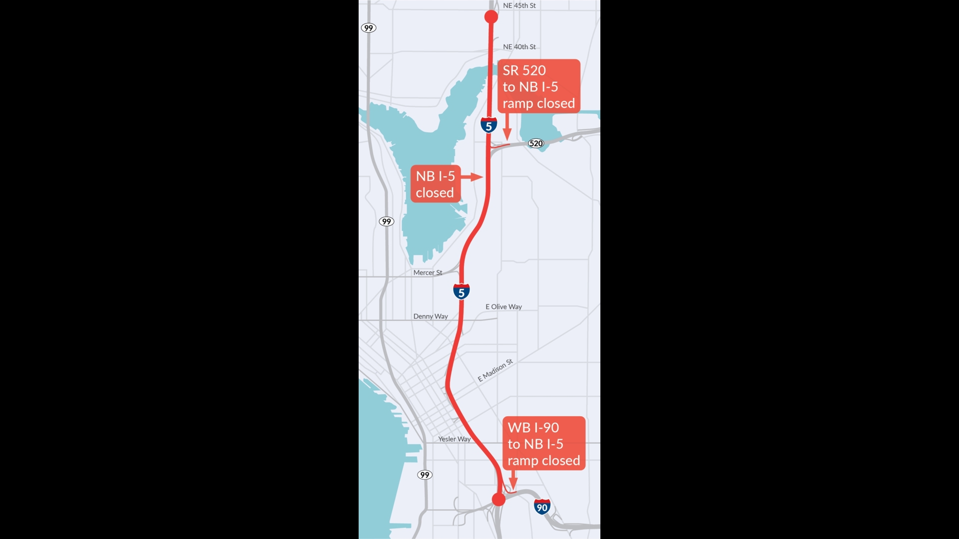 I-5 north completely shut down in downtown Seattle this weekend | king5.com