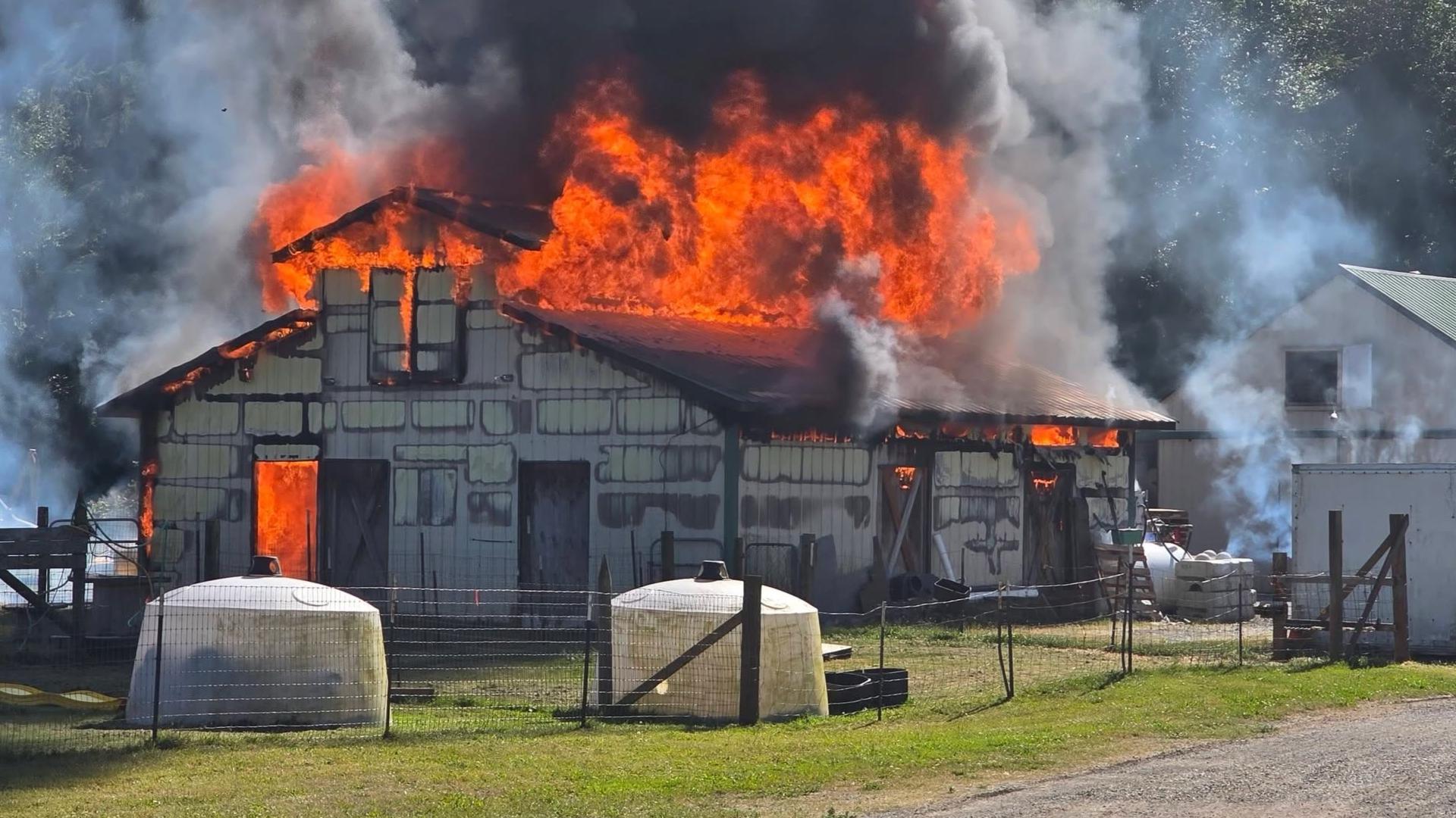 Fire decimates barn at organic goat farm in Custer | king5.com