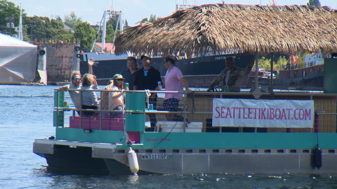 Cruise Lake Union in floating Tiki bar with Seattle Tiki Boat | king5.com
