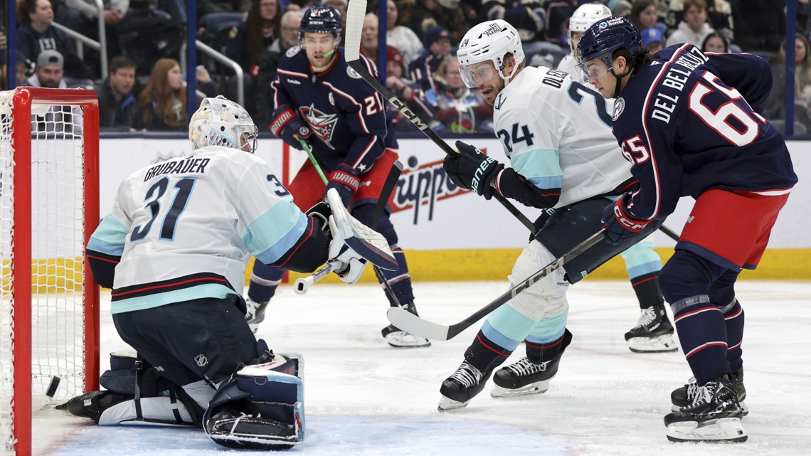 Kraken goalie Grubauer gives up 5 goals before being pulled in 6-2 loss ...