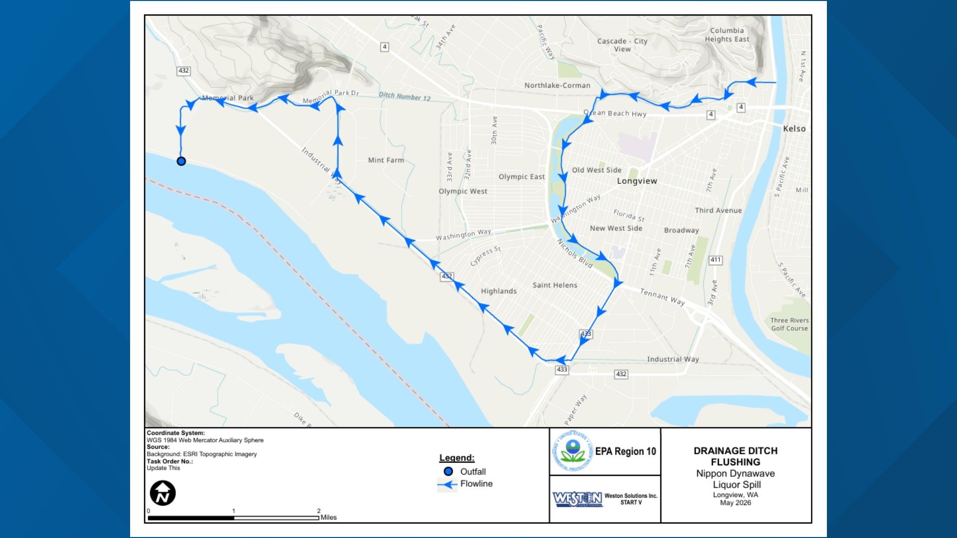 Officials flushing contaminated water from Longview ditch system after ...
