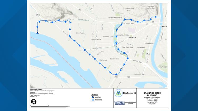 Officials flushing contaminated water from Longview ditch system after ...