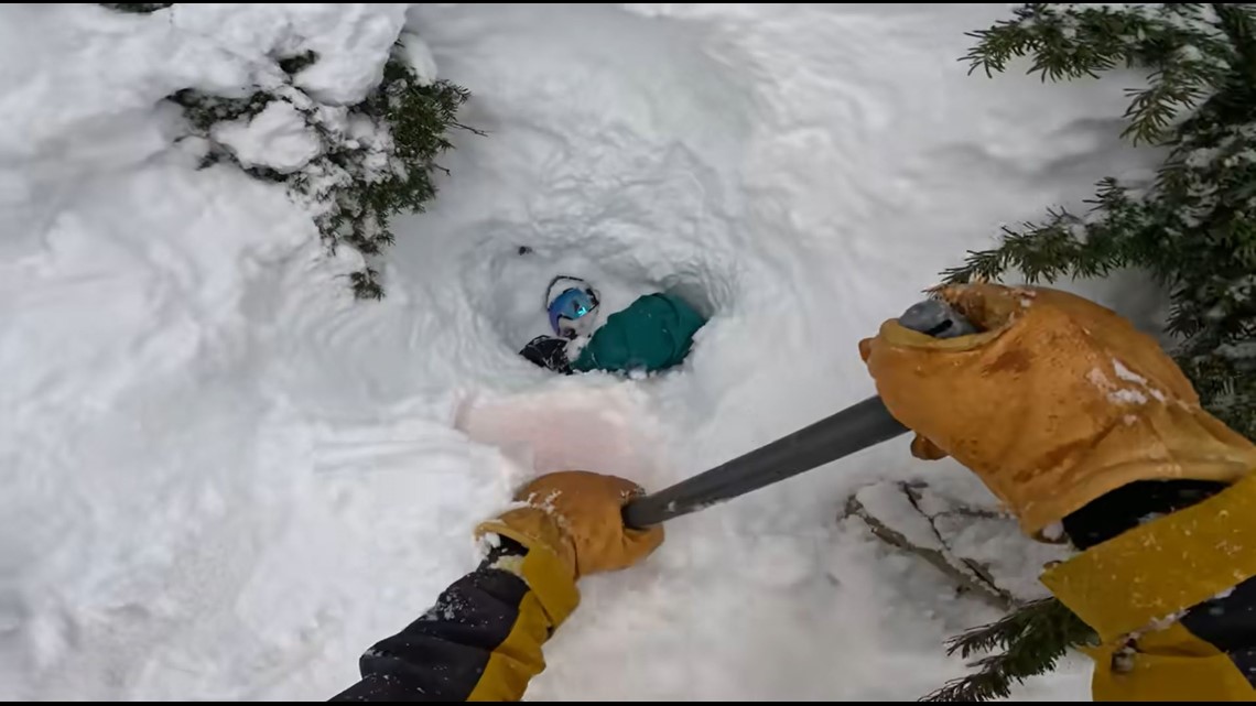 Watch: Skier rescues snowboarder buried in snow on Mt. Baker | king5.com