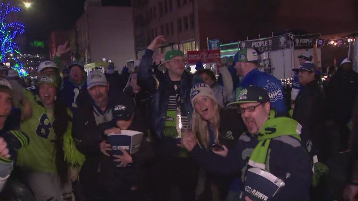 Seahawks fans triumphant in SoDo after win over 49ers | king5.com