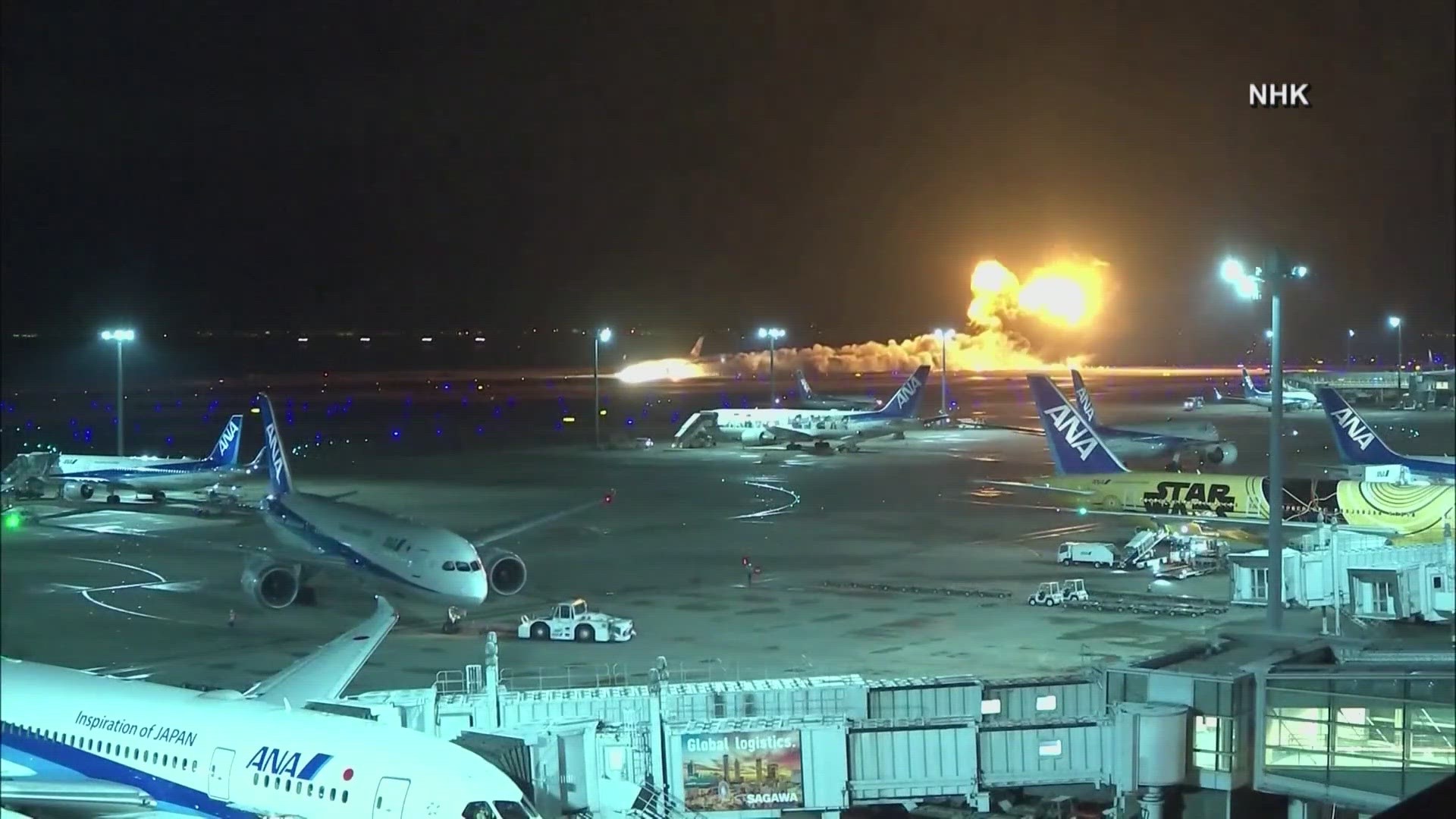 Plane catches fire at Japanese airport after collision | king5.com