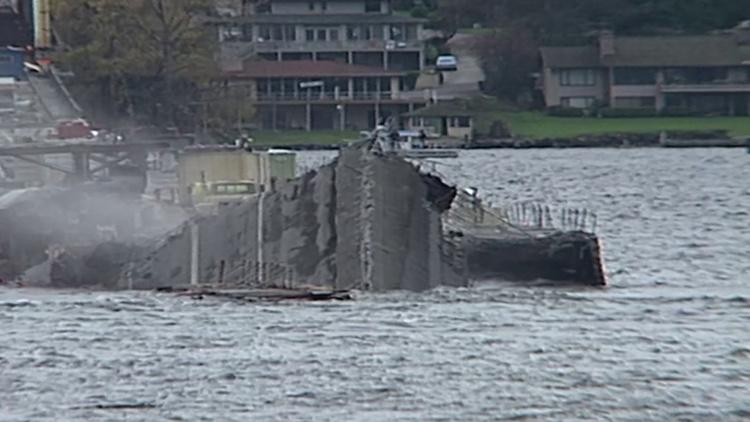 The old I-90 floating bridge sank in Lake Washington 35 years ago ...