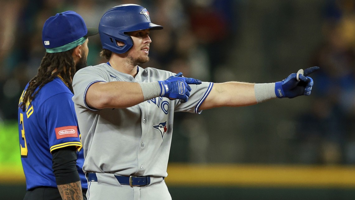 Barger's trio of doubles powers Blue Jays past Mariners 6-3 | king5.com