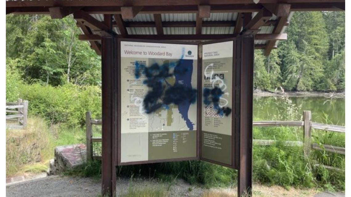 Hate speech, anti-Semitic symbols graffiti at Woodard Bay | king5.com