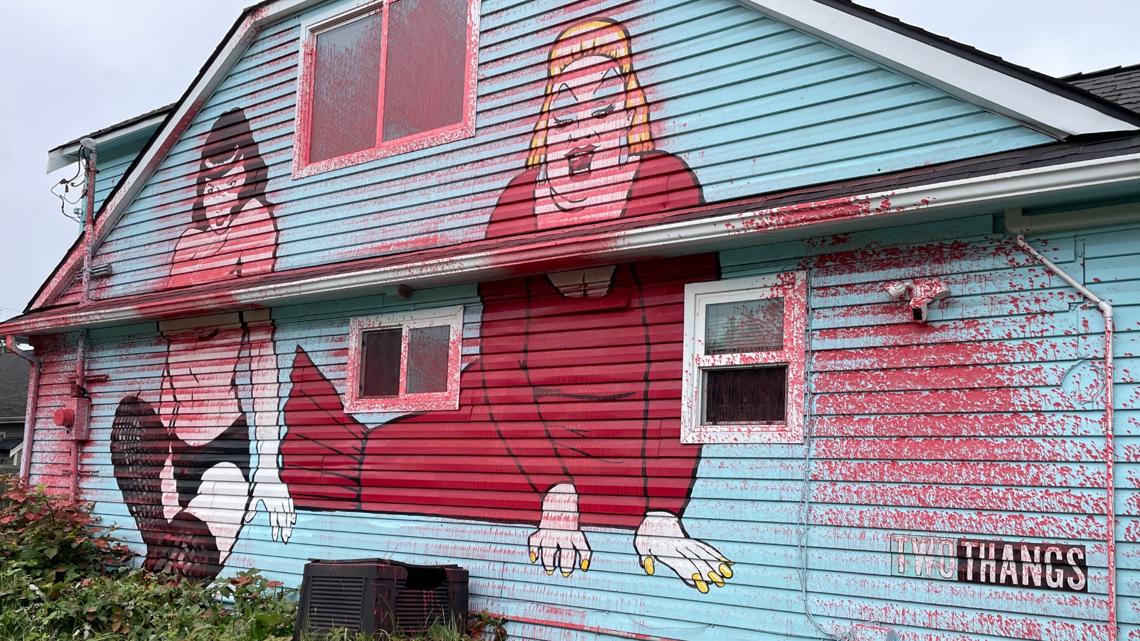 Seattle murals of feminist icons defaced with red paint | king5.com