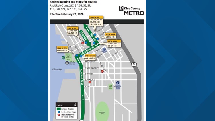 12 King County Metro bus routes now running on new downtown bus lanes ...