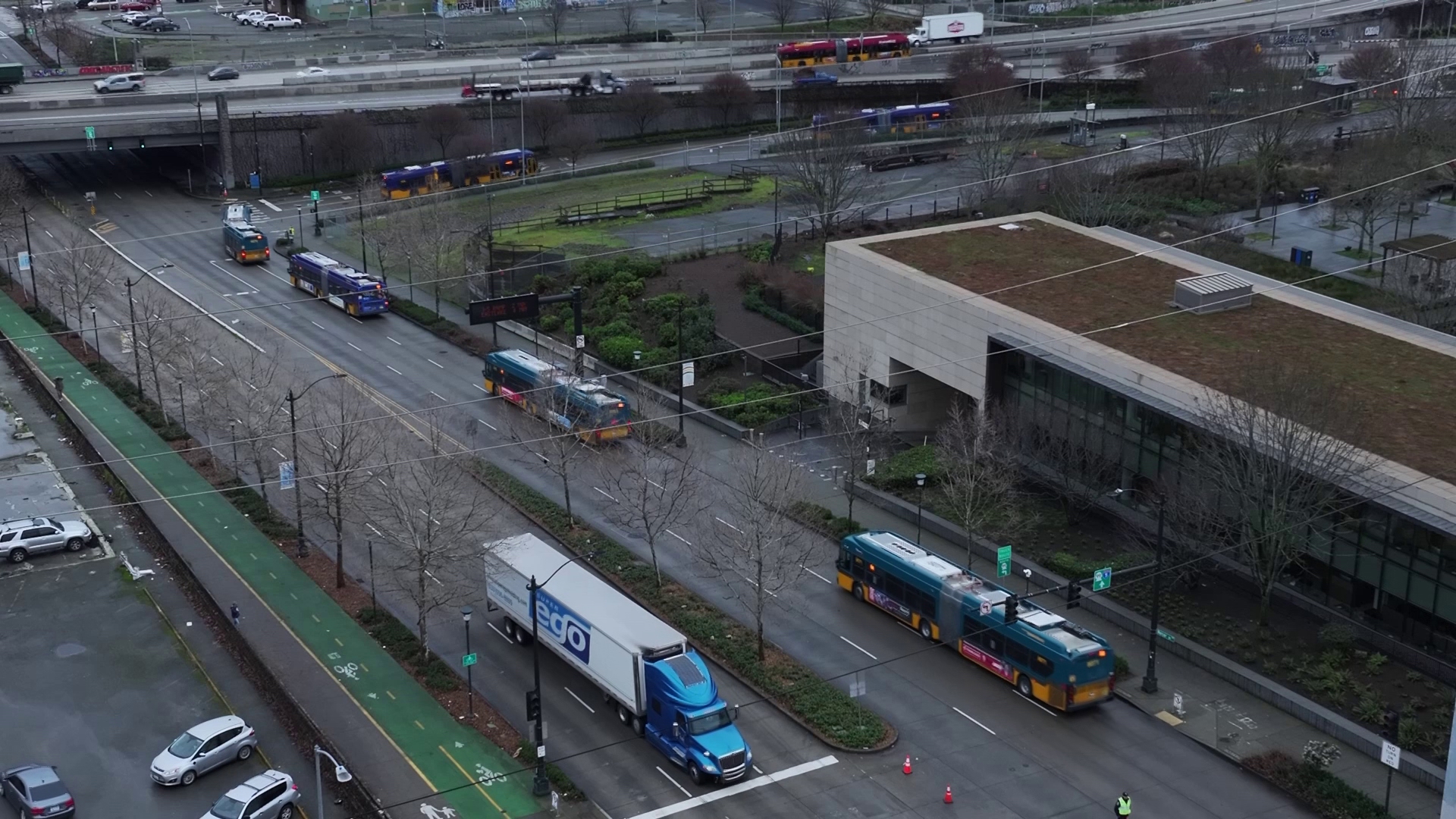 Drone footage: Procession honors slain Metro driver Shawn Yim | king5.com