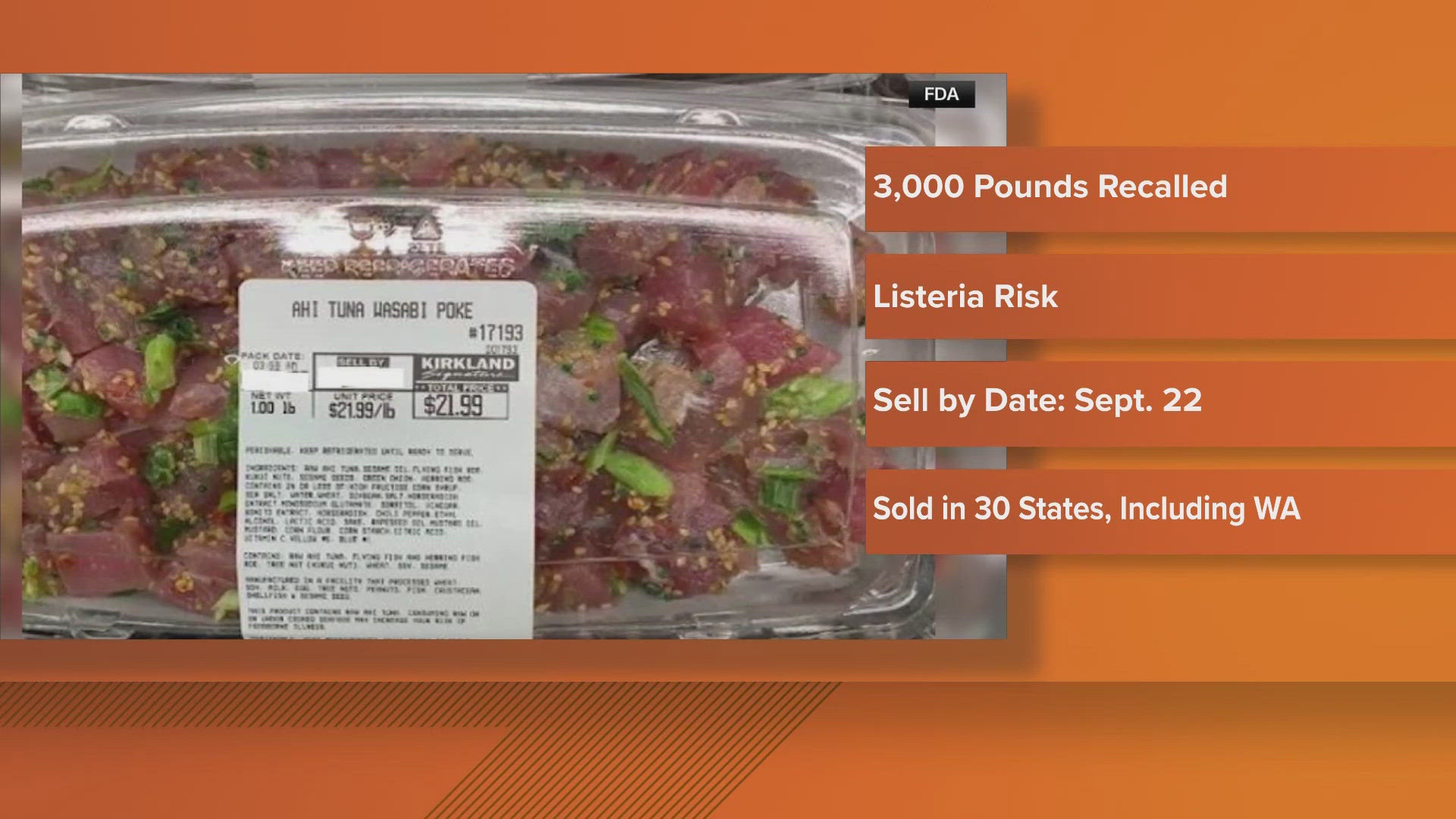 Kirkland Signature ahi tuna wasabi poke recalled | king5.com