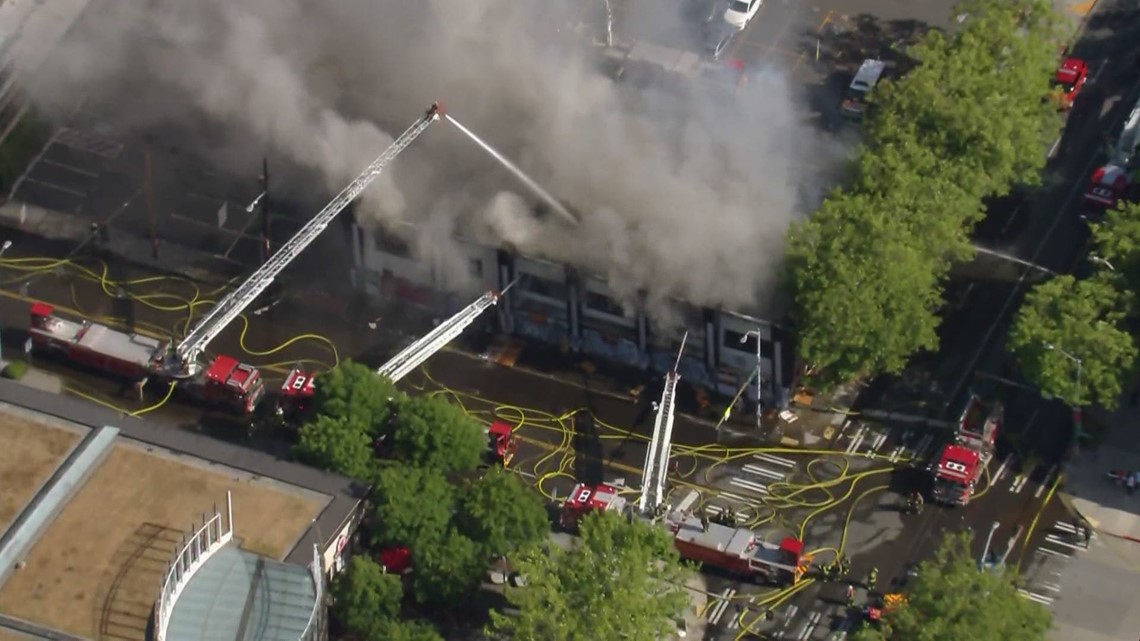 Crews demolish vacant building near Seattle Center after 2-alarm fire ...