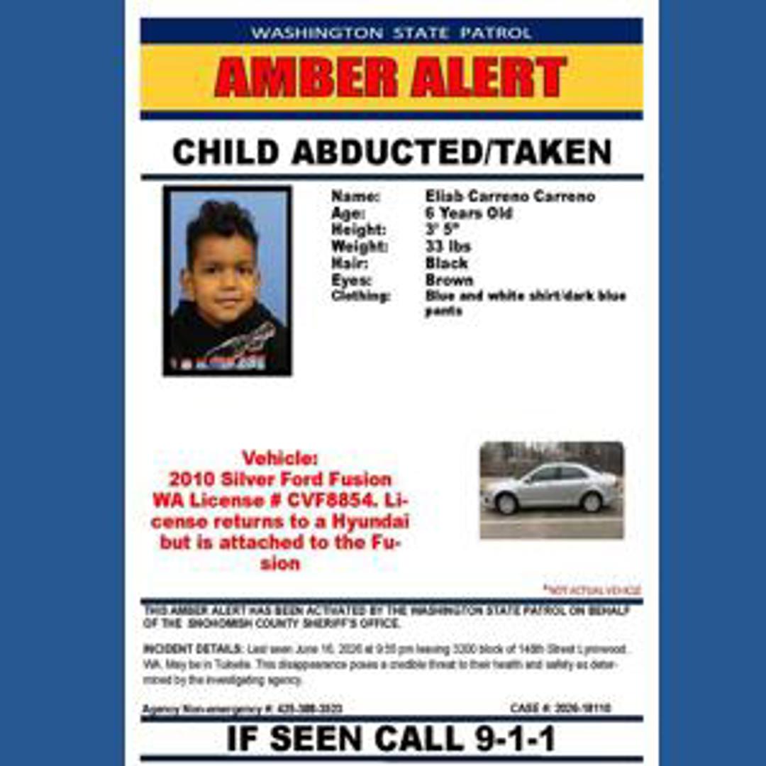 Amber Alert issued for abducted 6-year-old boy in Snohomish County ...