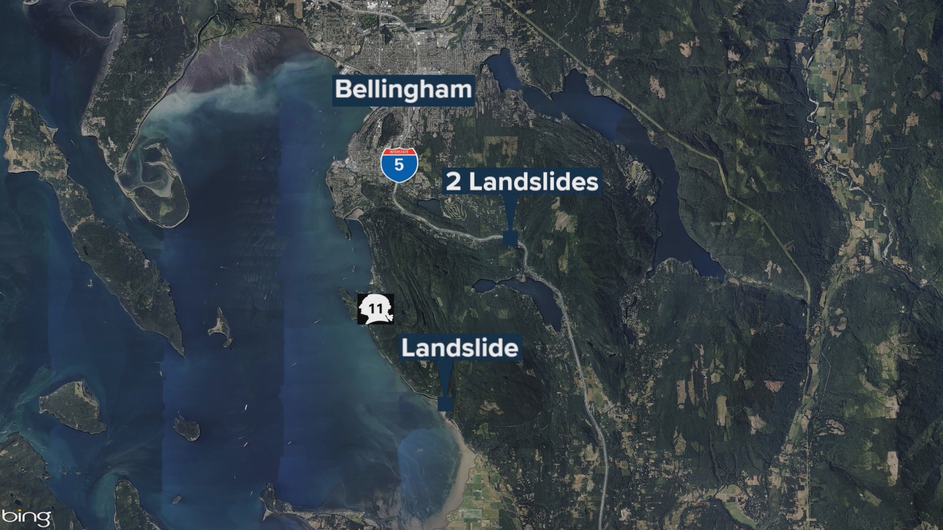 All lanes of I-5 north near Bellingham remain blocked after landslide ...