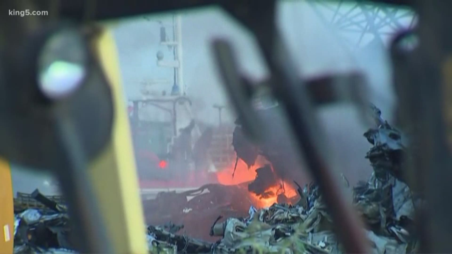 Environmental teams monitoring river after barge fire | king5.com