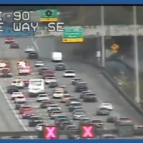 All lanes open after debris blocked eastbound I-90 in Bellevue | king5.com