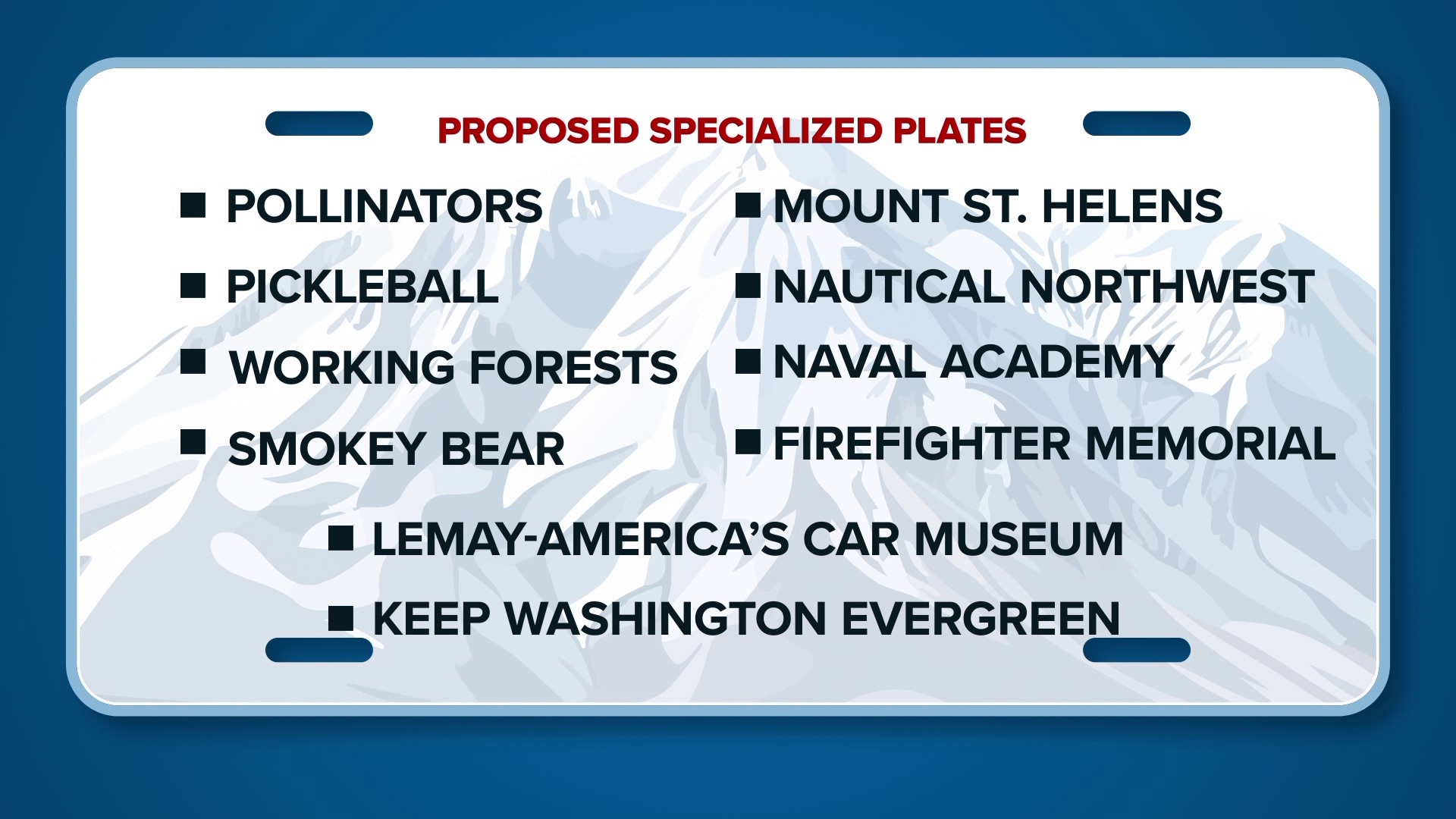 Washington state may pause creation of specialized license plates ...