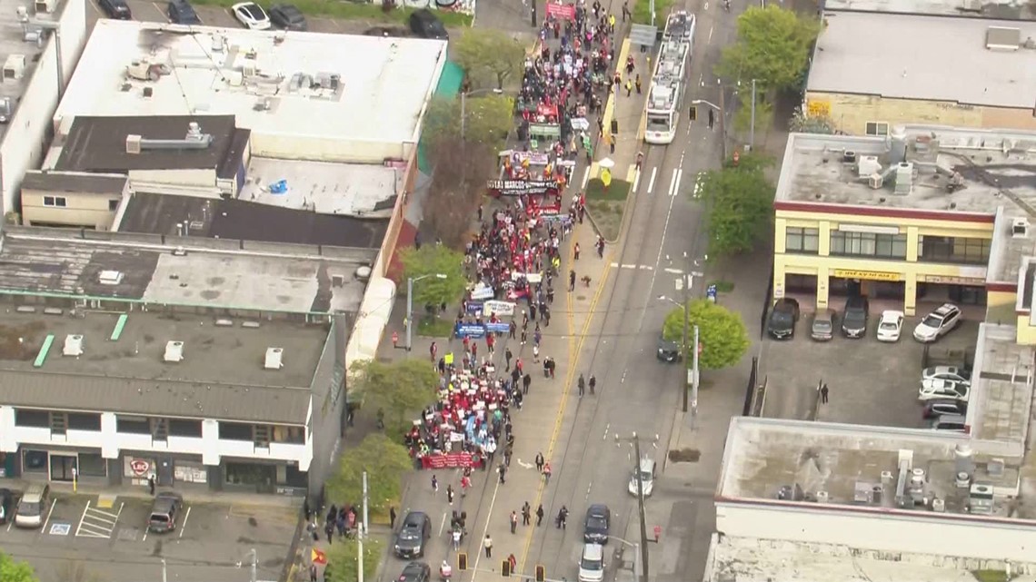 May Day marchers gather in downtown Seattle | king5.com