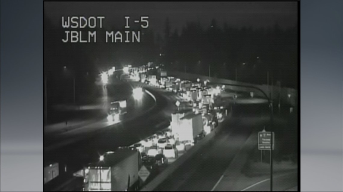 Multi-car crash blocks NB I-5 near JBLM Main Gate | king5.com