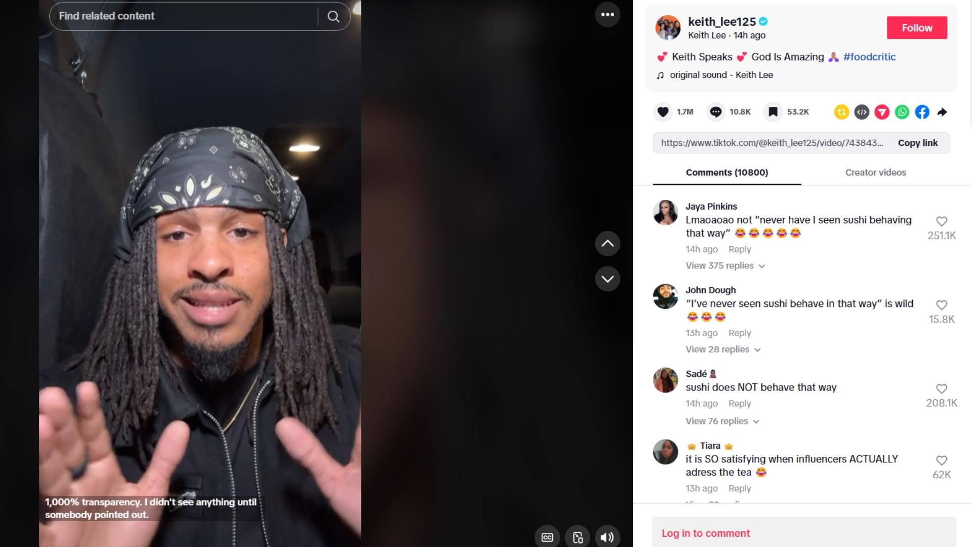 Keith Lee issues response to Seattle sushi spot controversy | king5.com