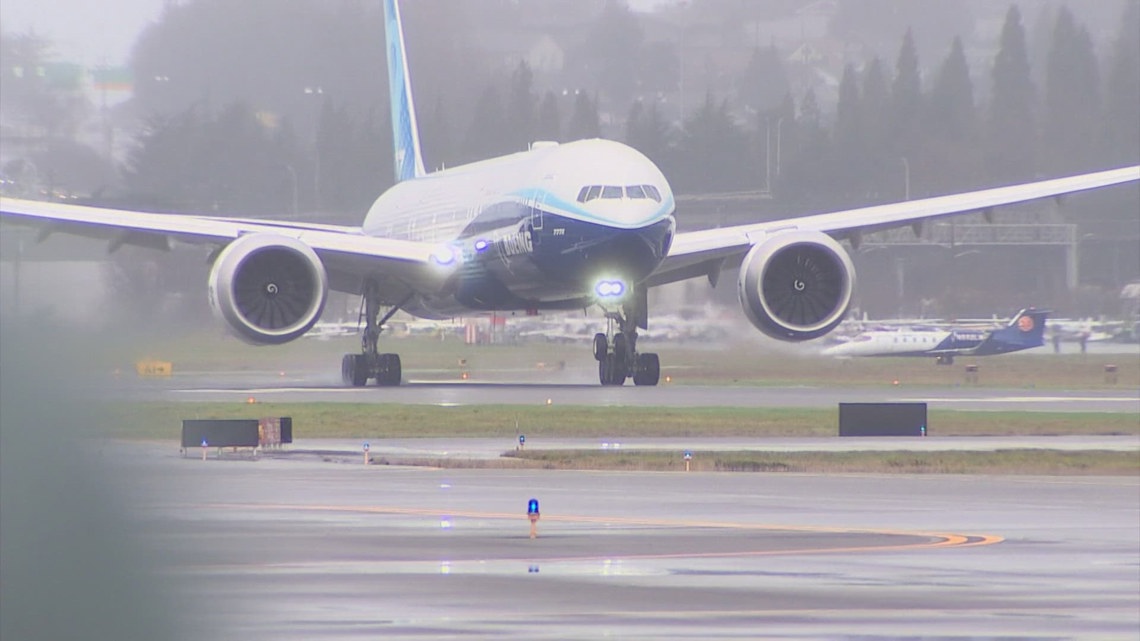 Boeing pauses test of 777X after finding damage to plane | king5.com