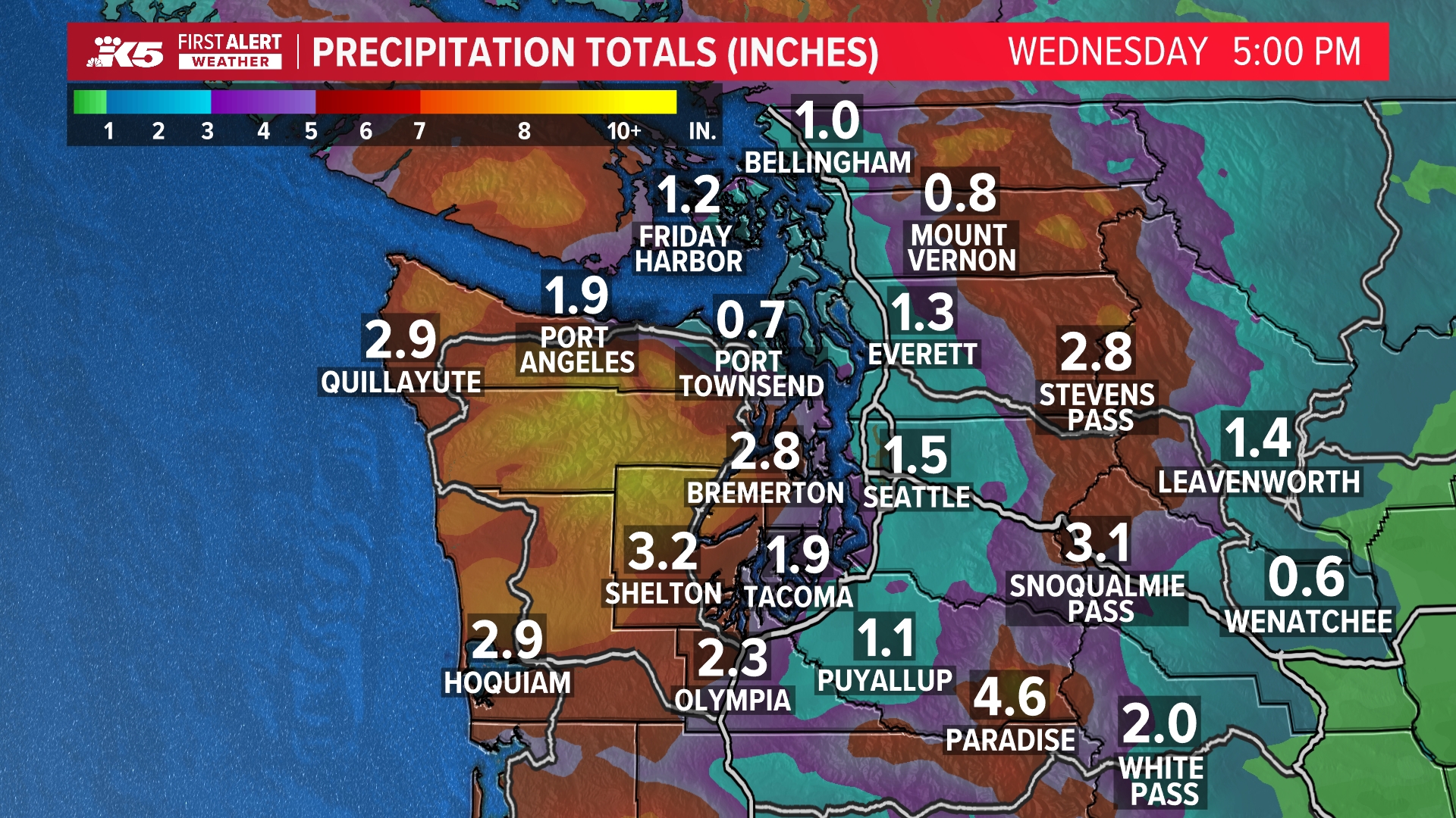 Mountain snow continues, gusty winds felt around western Washington | king5.com