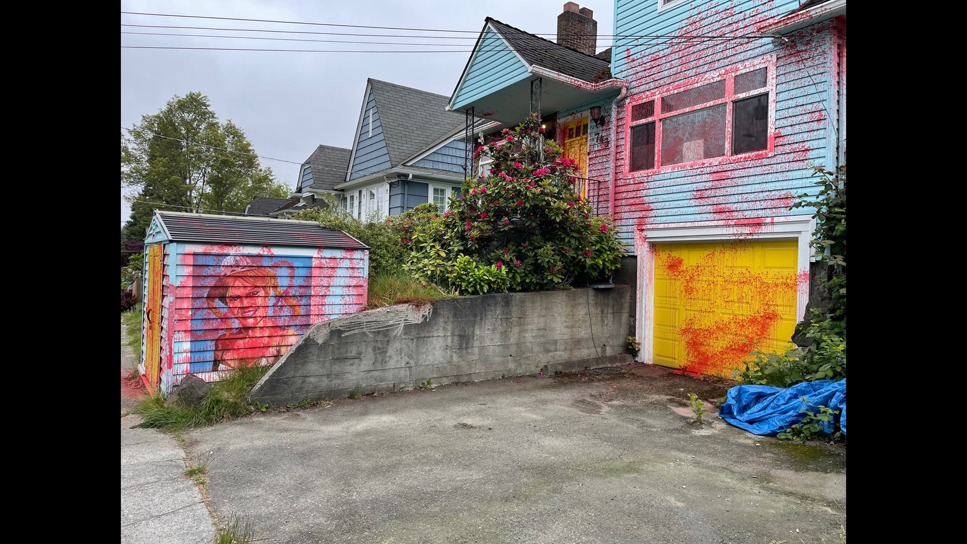 Seattle murals of feminist icons defaced with red paint | king5.com
