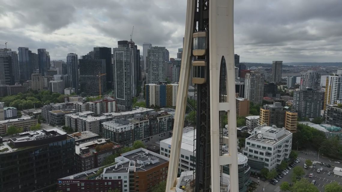 Space Needle's new outdoor, all-glass, double-deck elevator unveiled | king5.com
