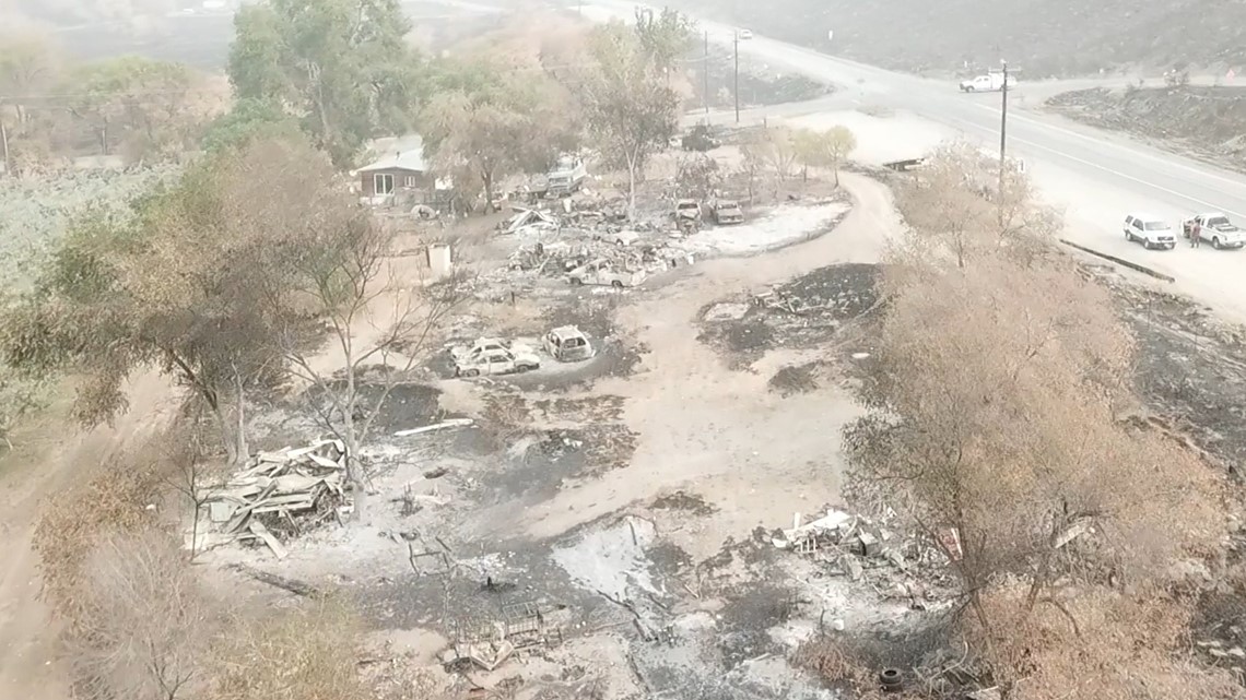 Drone video shows devastation in wake of Cold Springs Fire | king5.com