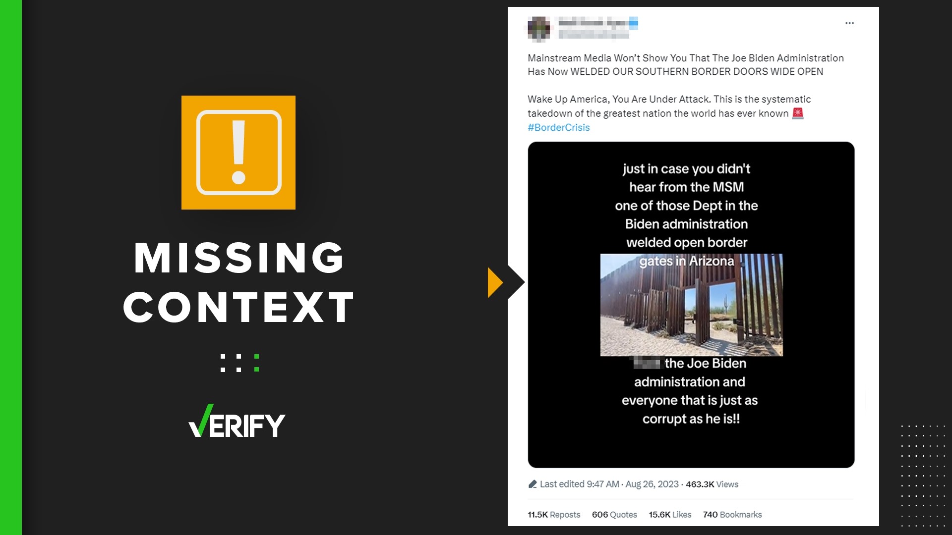 Viral posts about Biden administration opening border gates are missing ...