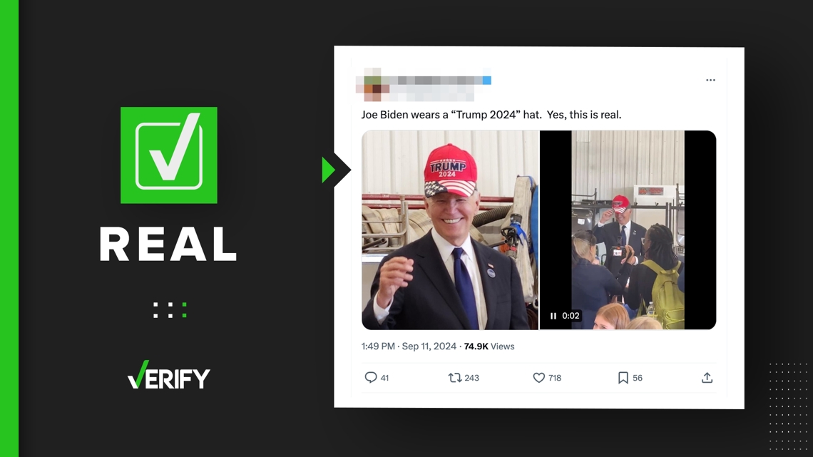 President Joe Biden did briefly wear Trump hat on Sept. 11 | king5.com