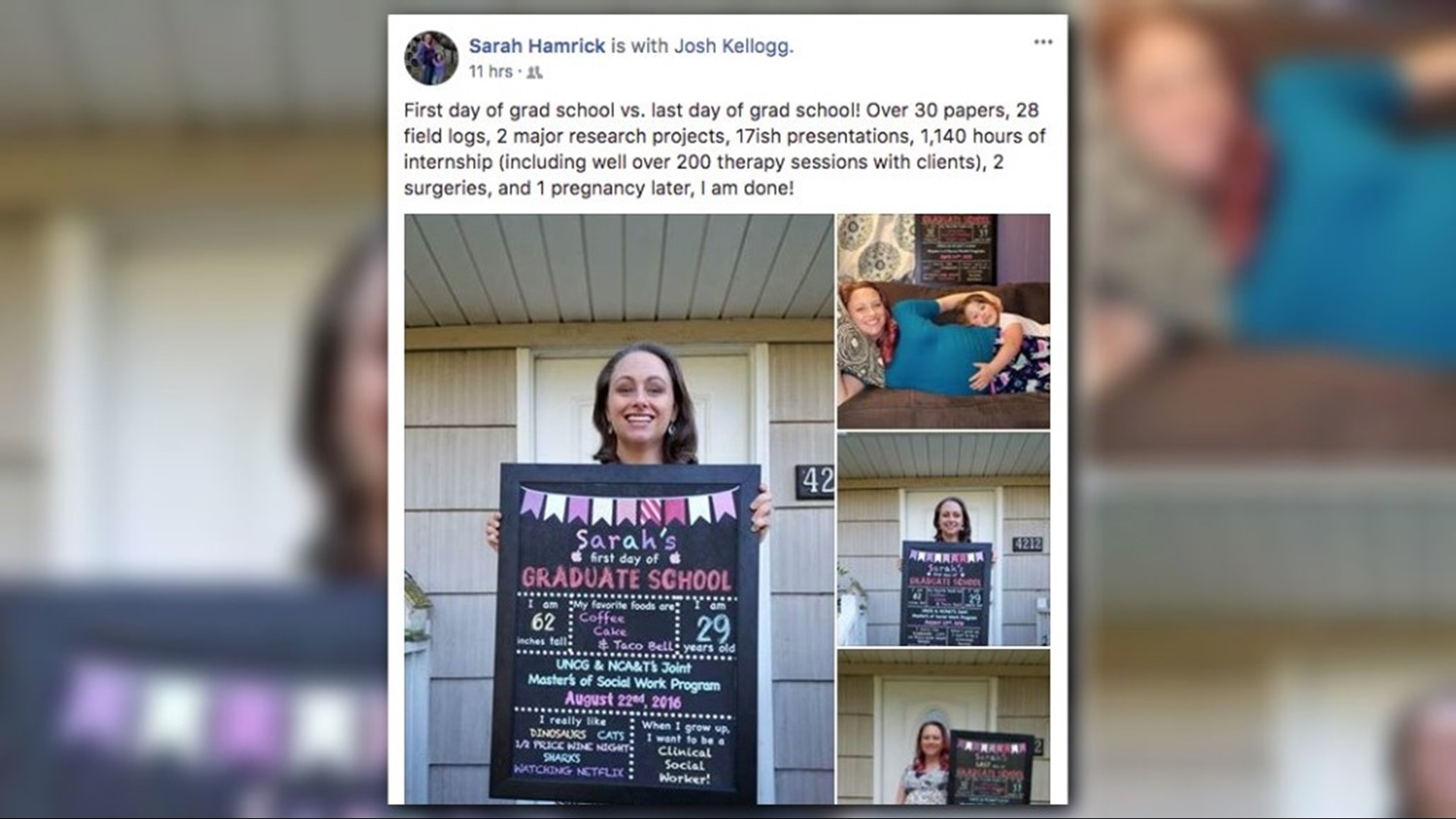 Woman's first and last day of grad school photos are awesome | king5.com